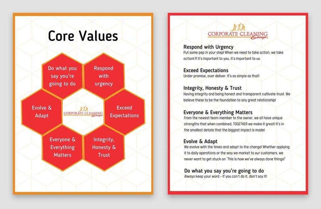 Core Values Cards | Corporate Cleaning Group